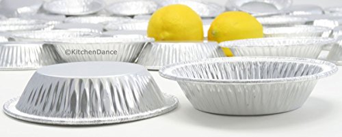 KitchenDance Disposable Aluminum Deep Tart Pan - 4 1/4 Inches Round Aluminum Foil Pans for Fruit Tarts, Individual Desserts - Baking Pan Perfect for Baking, Cooking, Preparing Food - 425, 500 Count