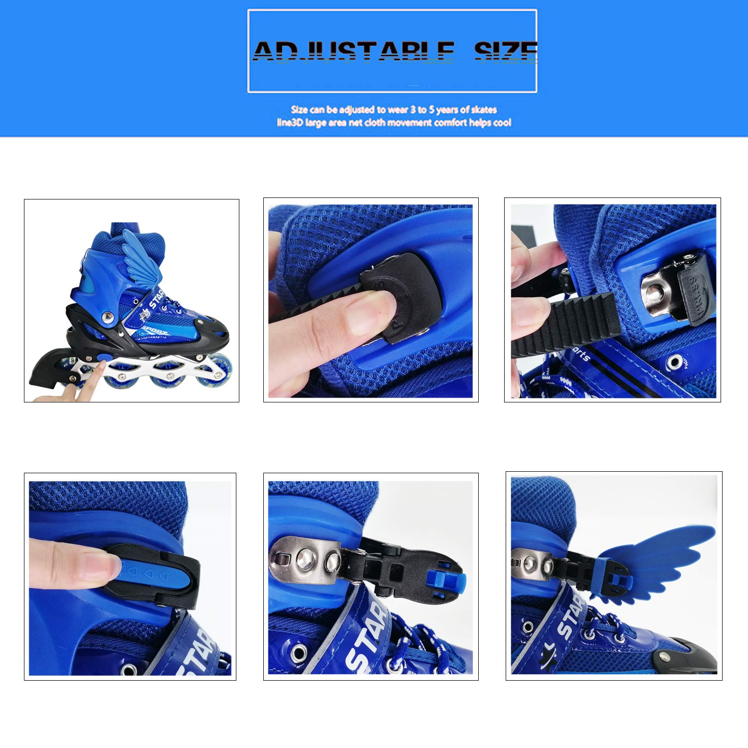 LIKU Inline Skates for Kids, Featuring Illuminating Wheels, Adjustable Inline Skates for Girls and Boys.