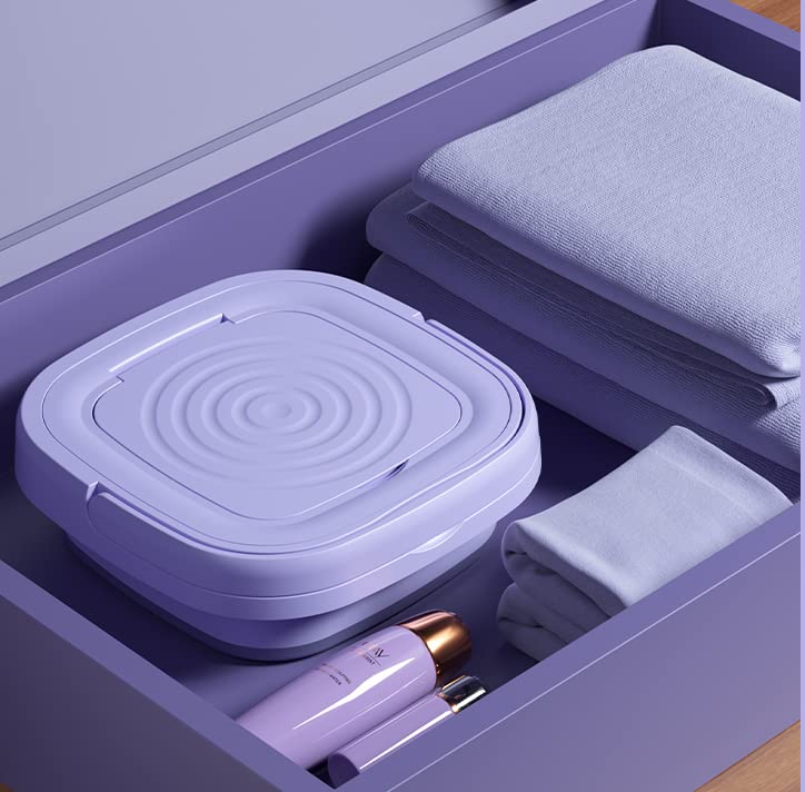 LiveGo Portable Washing Machine and Dryer Combo Perfect for Apartments, Dorms, and RVs Mini Foldable Washer with Disinfection Function - Convenient and Travel-Friendly Laundry Solution (purple-8L)
