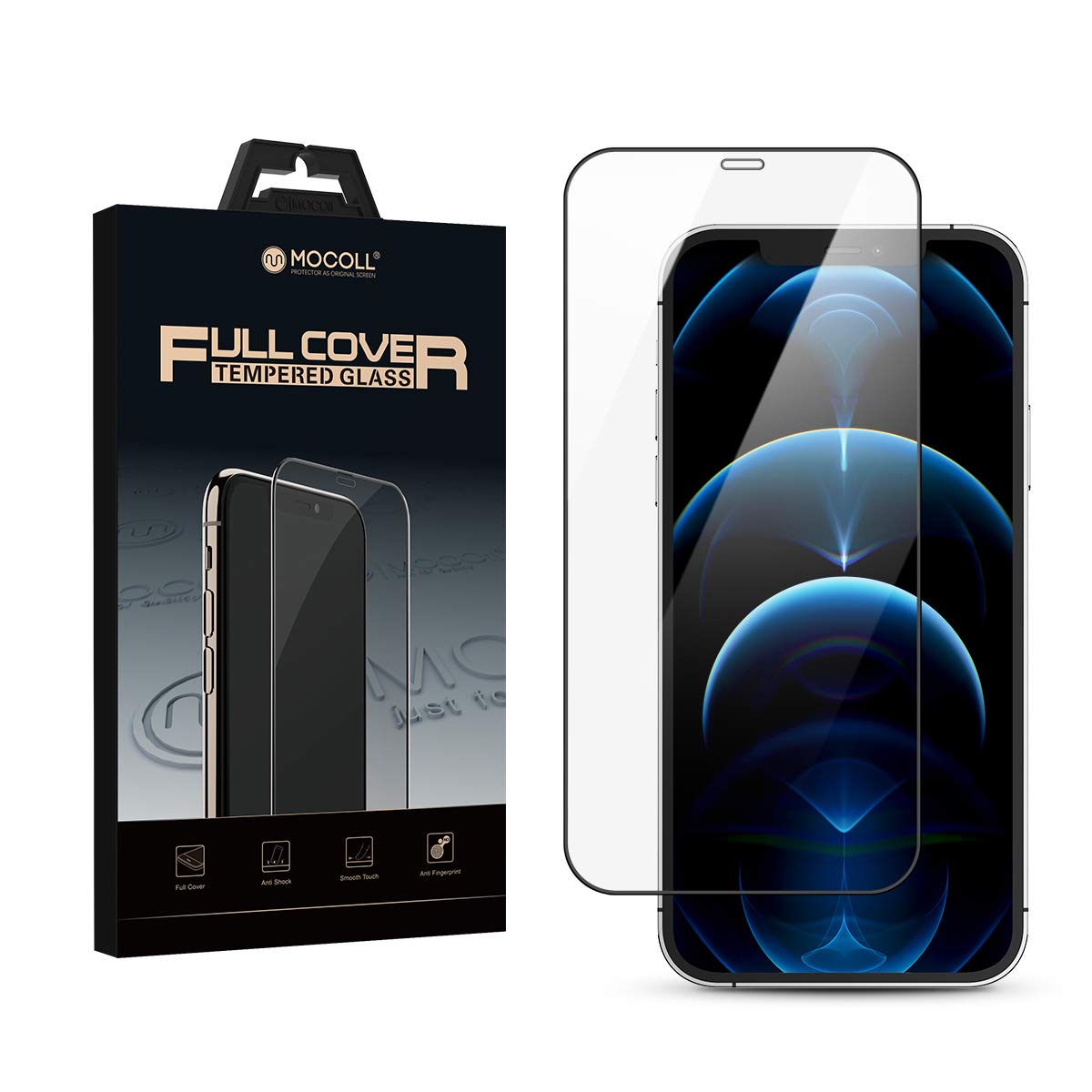 MOCOLL Anti Blue Light Screen Protector iPhone 12 Series with Camera Lens Protector (iPhone 12 Pro Max 6.7inch, For iPhone 12 Pro Max Blue Light Full Cover)