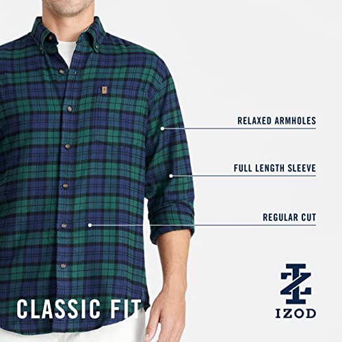 IZOD Men's Stratton Flannel Long Sleeve Button Down Shirt, Sycamore, X-Large
