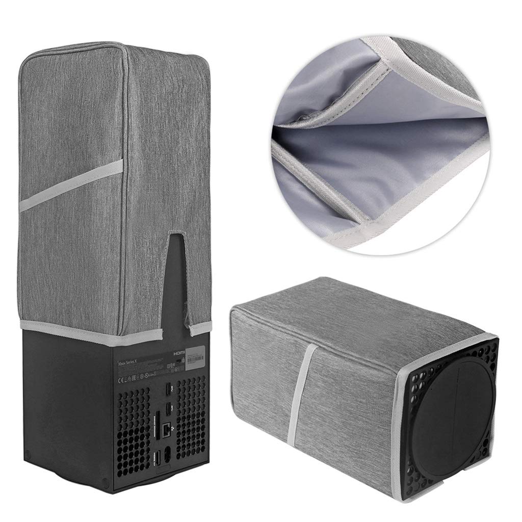 Lunji Nylon Dust Cover for Xbox Series X Console, Soft Host DustProof Cover Skin Soft Protector Sleeve for -Xbox Series X Console (Gray Black)