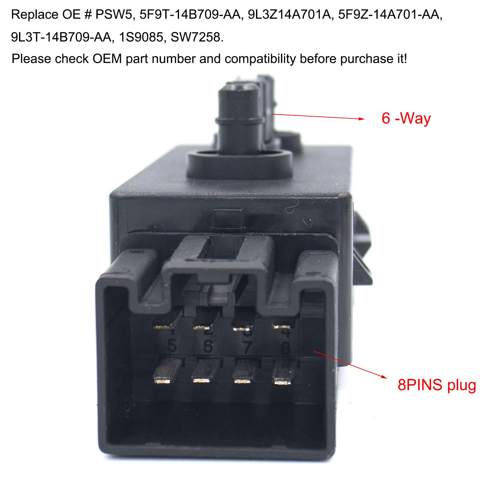 MOCW 6-Way Power Seat Switch Driver & Passenger Side Replacement for Ford Lincoln Mercury Mustang Edge Escape Expedition Replace OE # PSW5, 5F9T-14B709-AA, 9L3Z14A701A (Left & Right)
