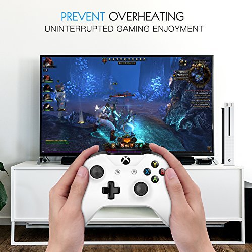 MoKo Accessories Kit for Xbox One S, 1 Pack Xbox One S Cooling Fan (White) and 1 Pack Mini Green Backlight Keyboard for Xbox One S Controller (White)