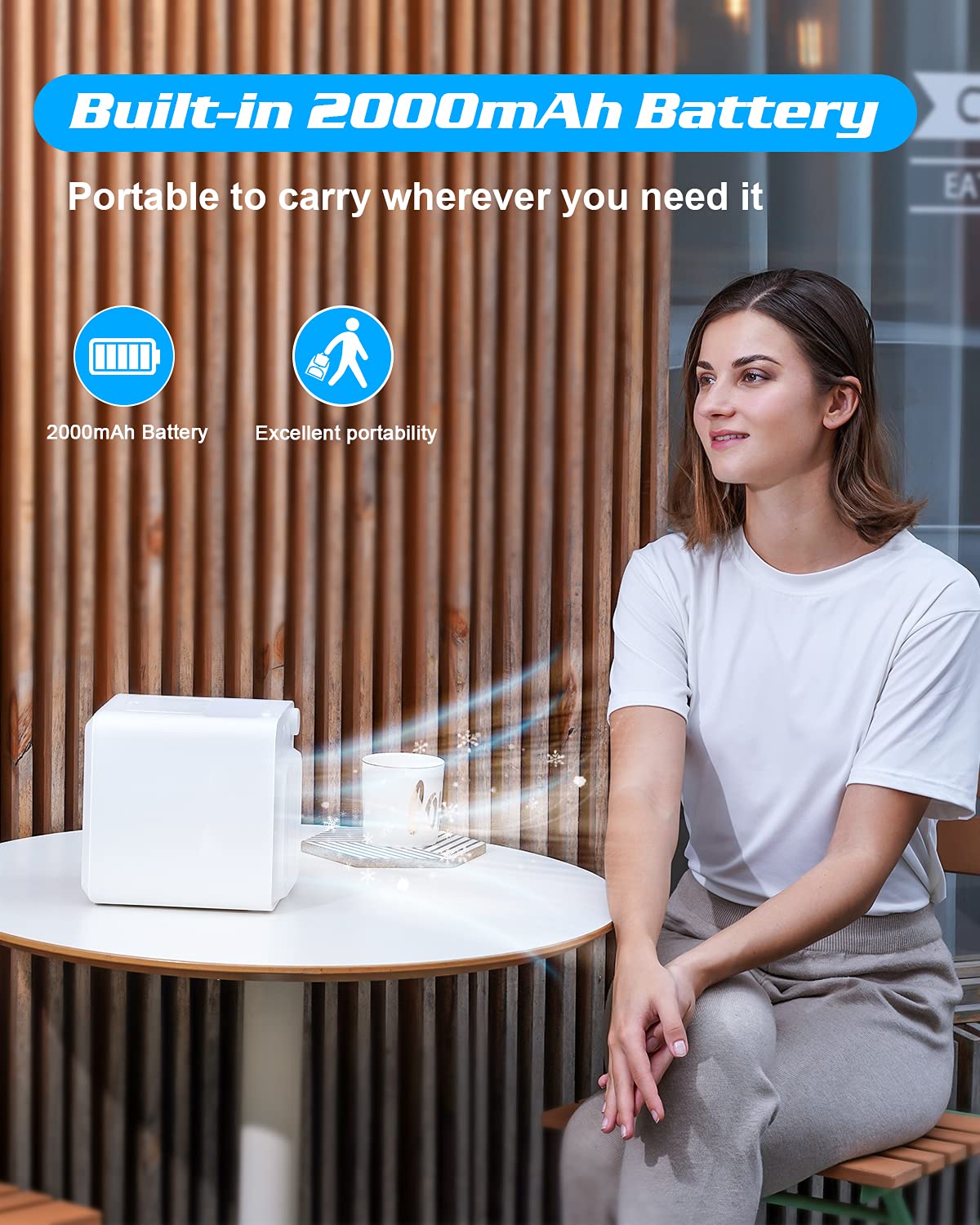 Portable Air Conditioner Fan,Personal Air Cooler Rechargeable Evaporative Air Cooler with 2 Freezing Boxes