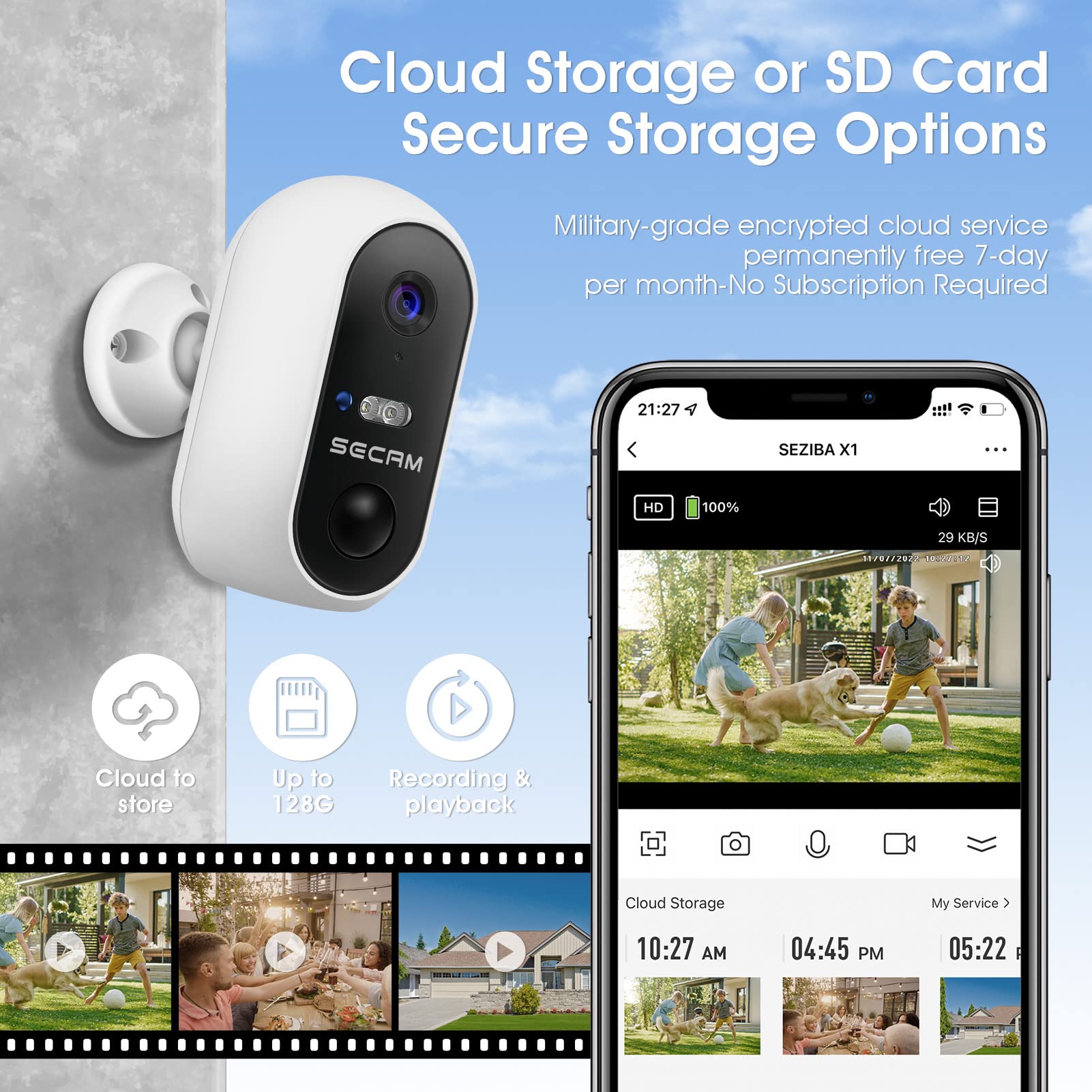 Security Cameras Wireless Outdoor, Secam 9600 mAh Battery Powered Cameras for Home Security with Spotlight Siren Alarm, 1080P, AI Motion Detection, Color Night Vision, 2-Way Talk, Waterproof, SD/Cloud