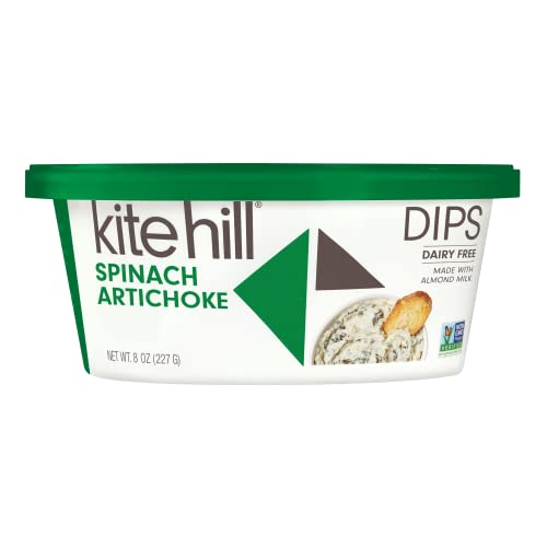 Kite Hill Spinach Artichoke Almond Milk Dip, 8 Ounces, Dairy Free, Gluten Free, Non-GMO, Vegan
