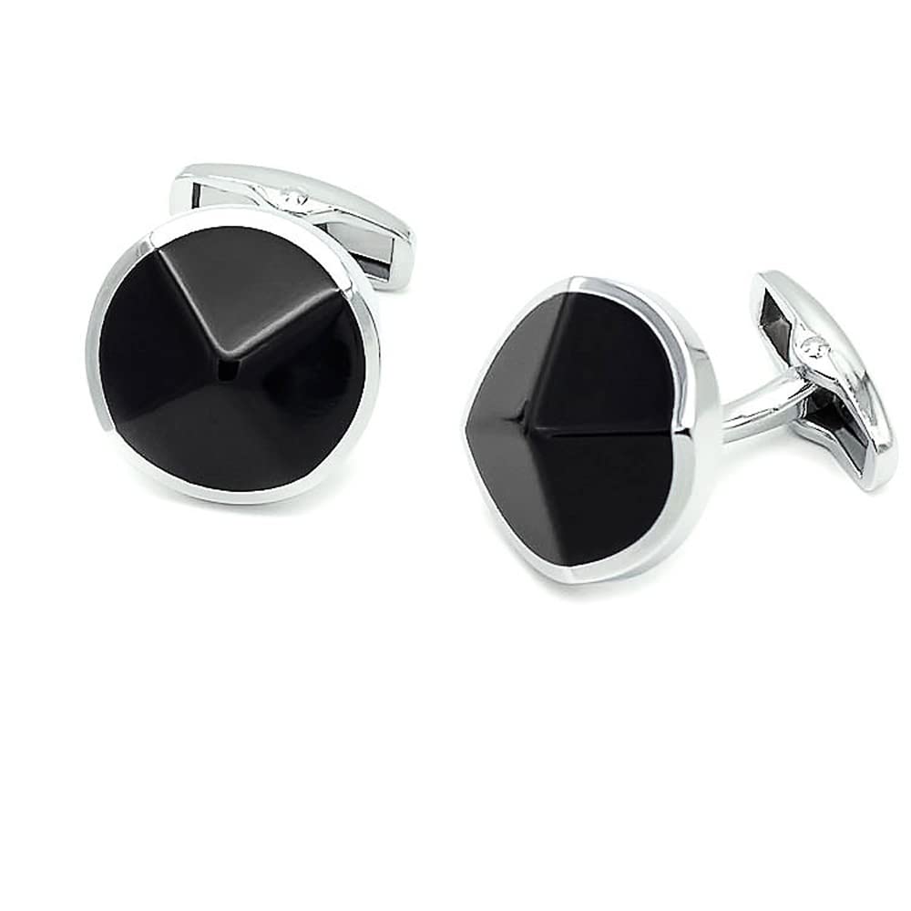 Men's Slim Cufflinks Round Black Enamel Men's Cufflinks Metal Cuff Studs French Shirt Cuff Button Cufflinks