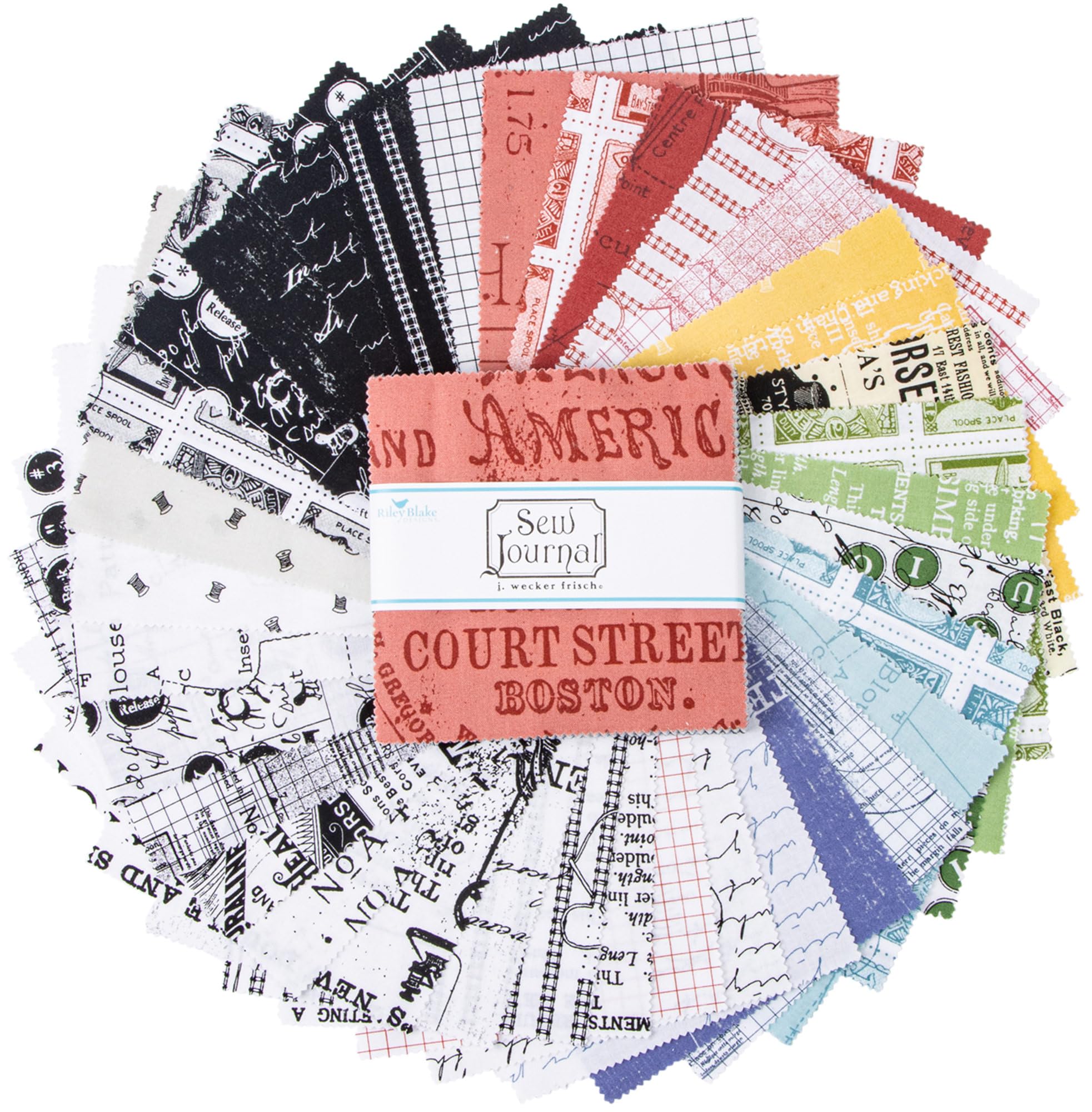 J Wecker Frisch Sew Journal 5" Stacker 42 5-inch Squares Charm Pack Riley Blake Designs 5-13880-42
