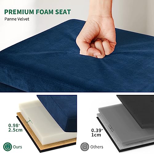 YITAHOME Foldable Storage Ottomansā Velvet Tufted Ottomans with Lid, Multipurpose Organizers for Bedroom, Living Room, Dorm or RV (Set of 2, Blue)