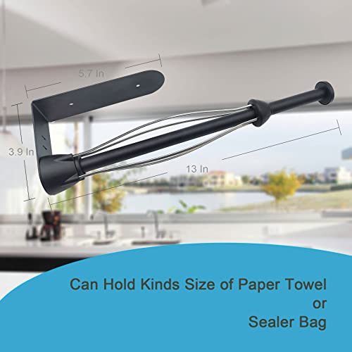 LamChyar Paper Towel Holder, Single Hand Operable Paper Towel Holder Under Cabinet or Wall Mount(with Damping Effect), Self-Adhesive or Drilled for Kitchen, Bathroom
