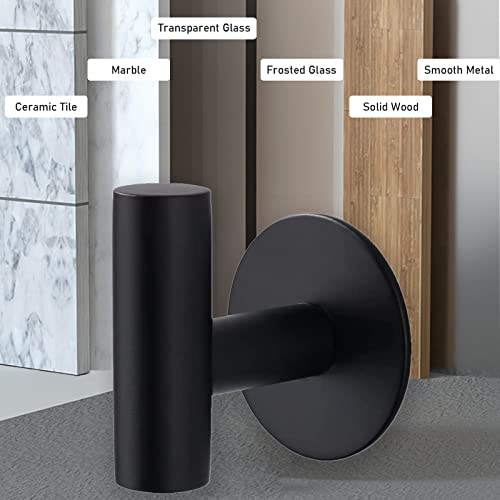 Towel Hook for Bathrooms Adhesive 2 Packs, Coat Hooks for Hanging Clothes, Heavy Duty Robe Towel Hangers for Shower Door Wall Mounted, Key Holder Wall Command Hook for Kitchen (Matte Black)