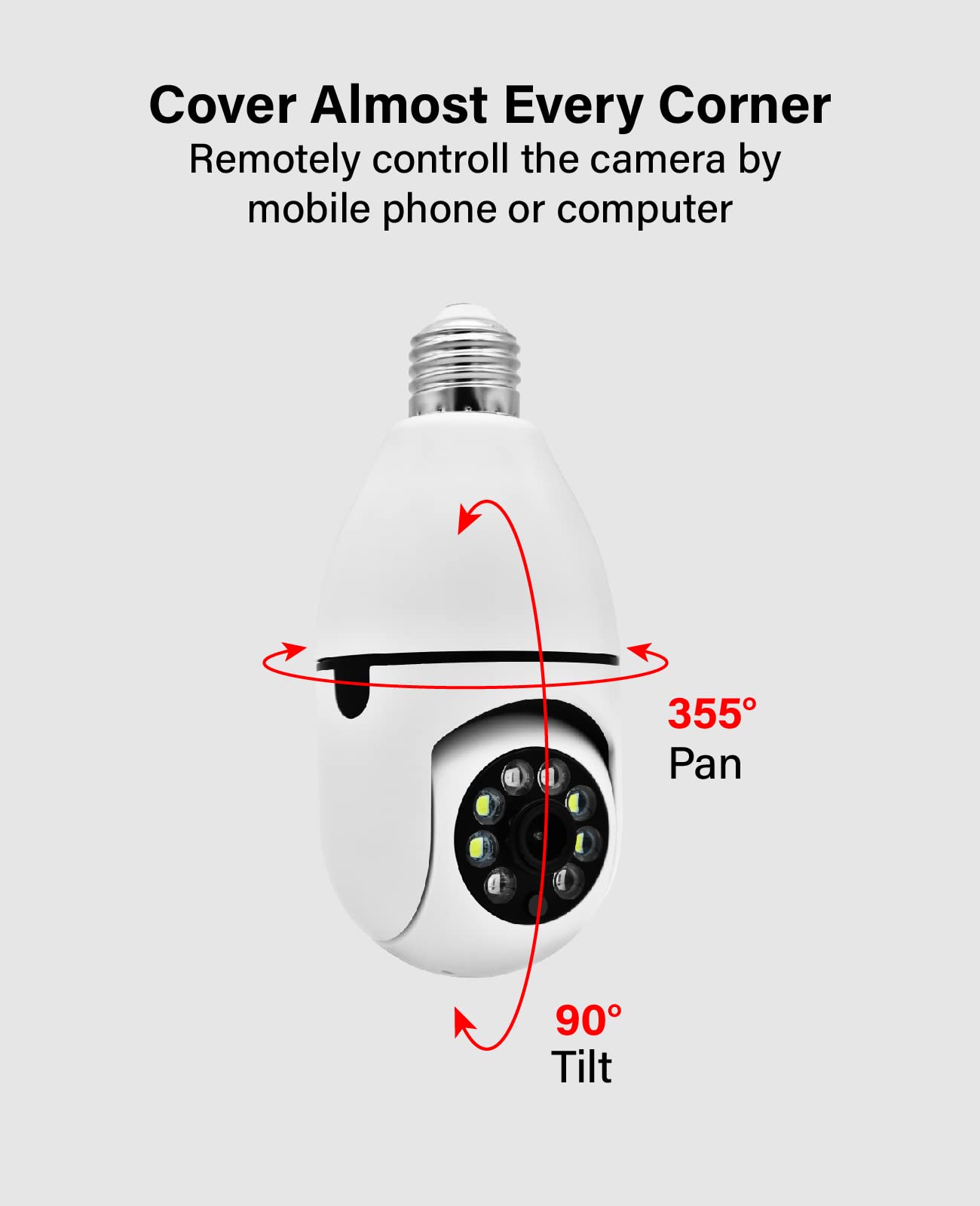 SC2000 Light Bulb Security Camera: Wireless 5G Indoor Outdoor Lightbulb Panoramic Dome Smart Camera with 1080P App Control Motion Detection Night Vision for Home Garden Baby Pet