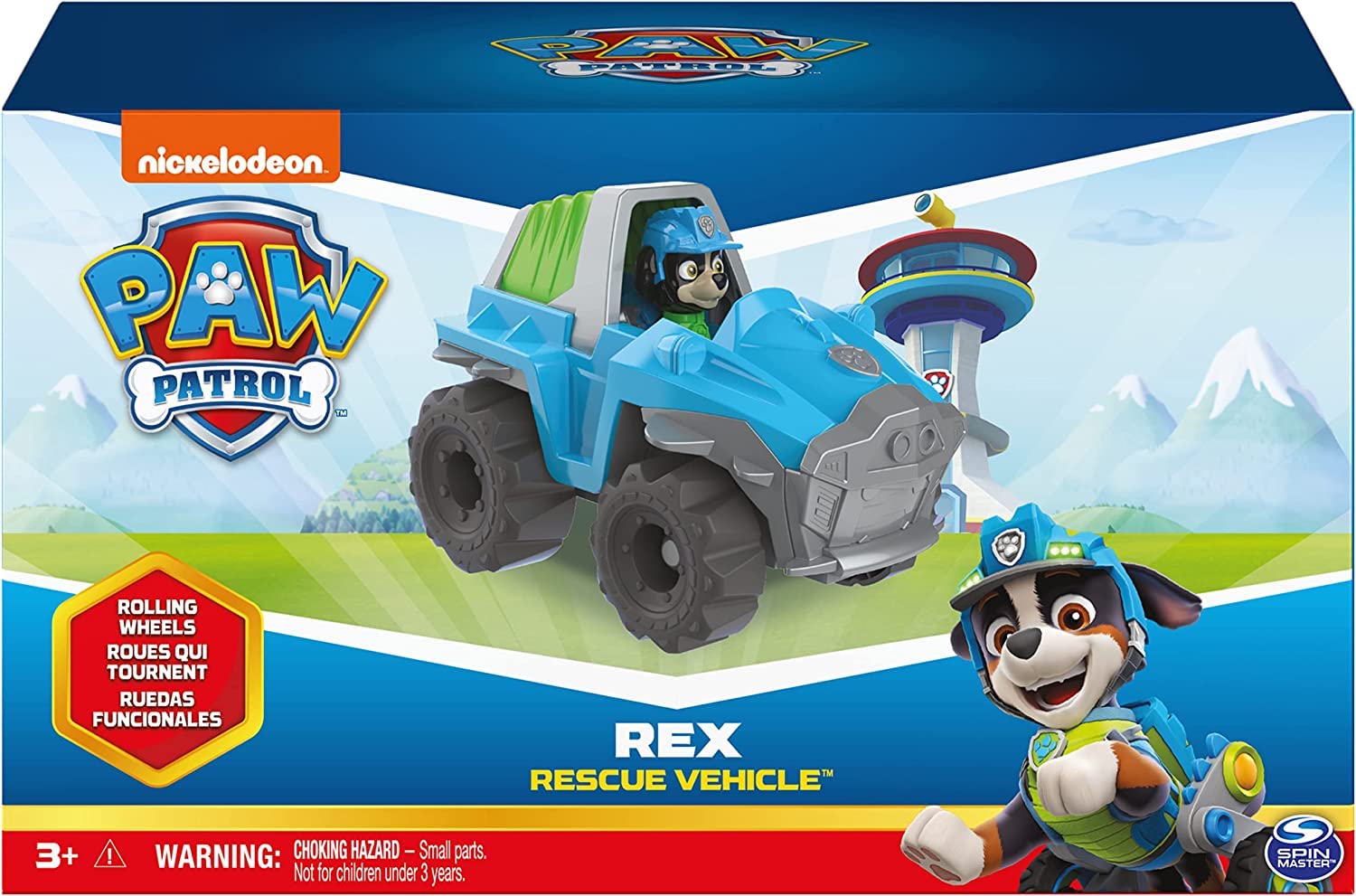 Paw Patrol Everest’s Snow Plow & Paw Patrol, Rex’s Dinosaur Rescue Vehicle with Collectible Action Figure Bundle