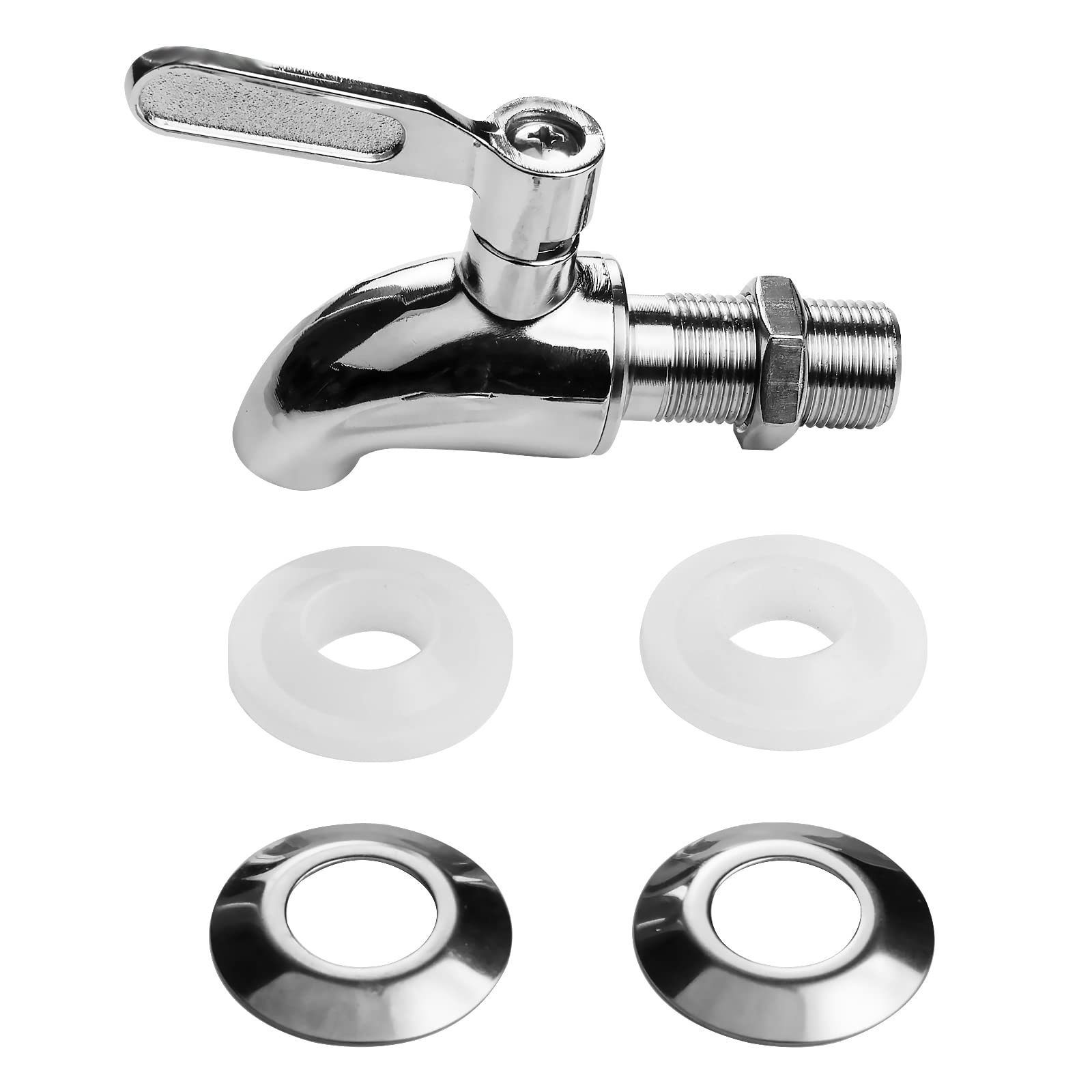 Replacement Spigot for Beverage Dispenser, Stainless Steel Spigot for Drink Dispenser, Water Dispenser Faucet, Food Grade, with Anti-Clogging Cap (1PACK)