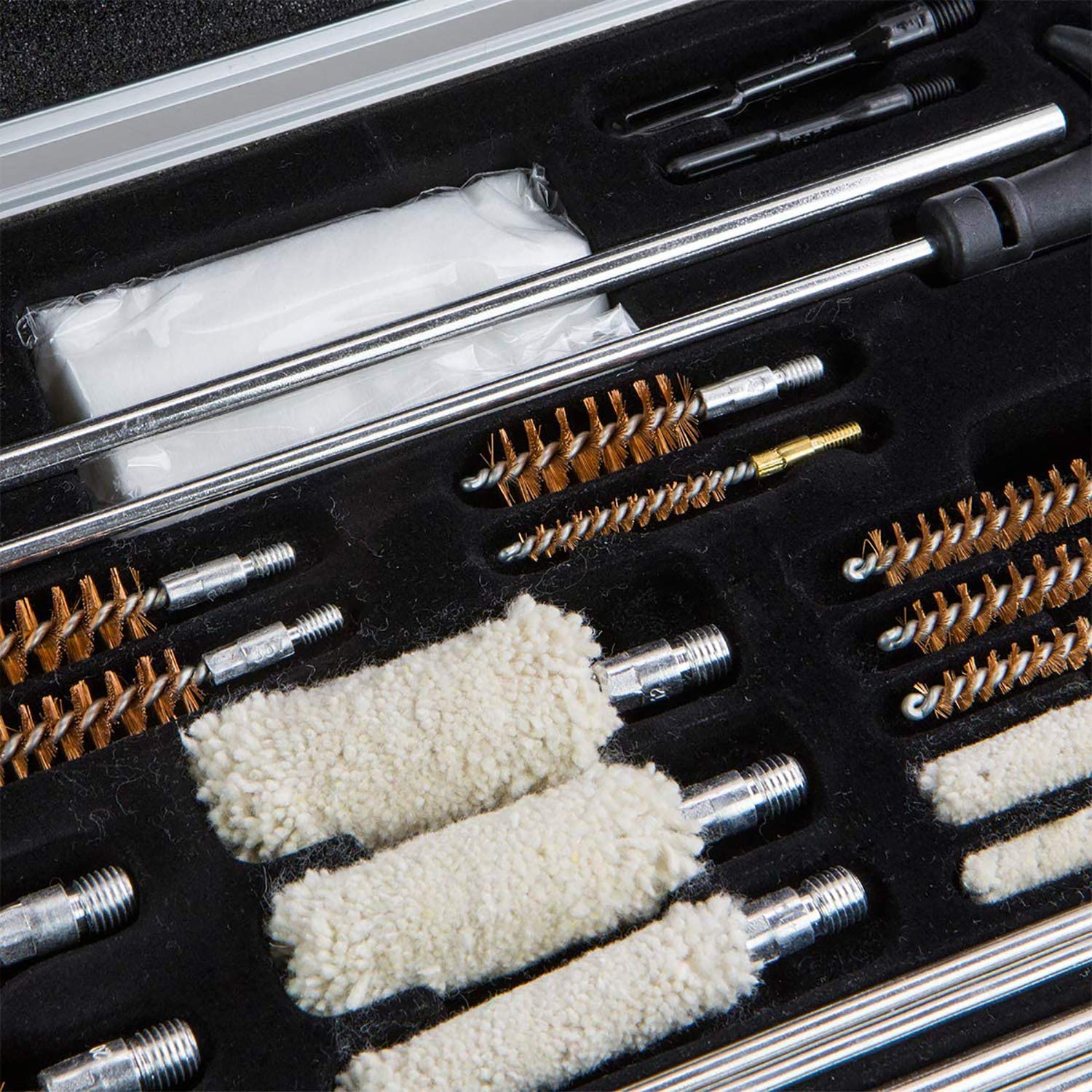 Jackgold Gun Cleaning kit Universal Gun Cleaning Supplies for Hunting Shooting with Travel Size Case (Brass jags and Tips), Silver Package