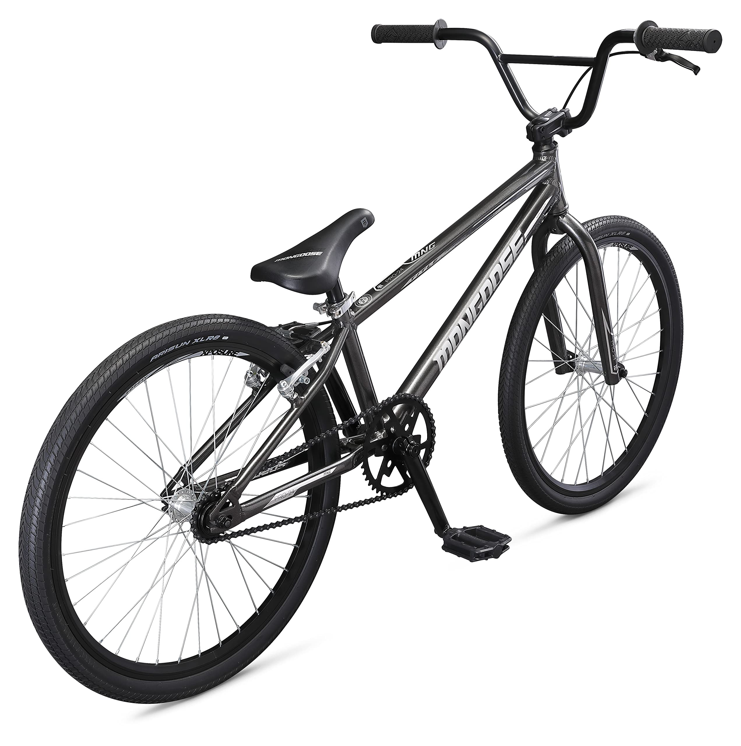 Mongoose Title Pro XXL BMX Race Bike, 24-inch Wheels, Beginner Riders, Lightweight Tectonic T1 Aluminum Frame and Internal Cable Routing, Charcoal