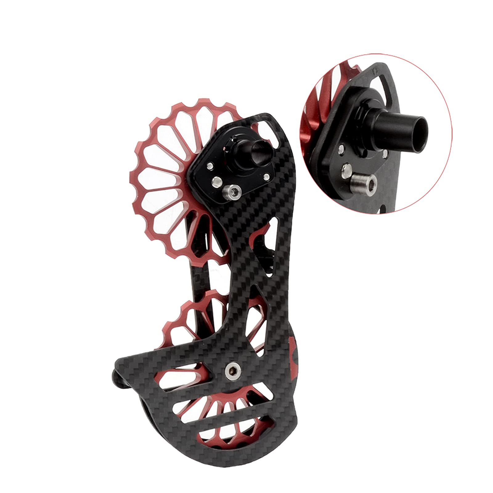 LANXUANR Bicycle Carbon Fiber Ceramic Rear Derailleurs 17T Pulley Guide Wheel,for Shimano SRAM RED Rival Force 10S 11S (SD2 red)