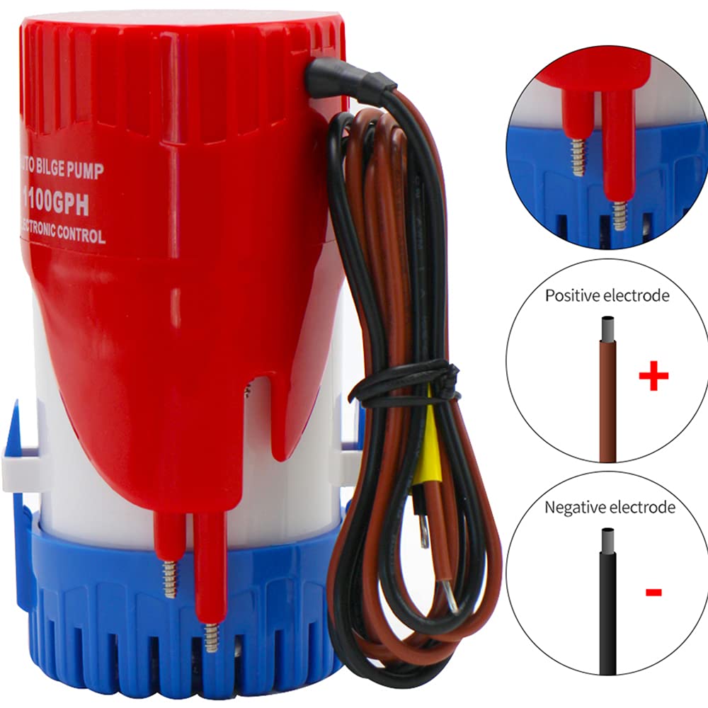 MAKERELE Auto Bilge Pump for Boats 12v 1100GPH Automatic Submersible Boat Bilge Water Pump with Electronic Switch (Outlet Diameter:1 1/8 inch/29mm)…