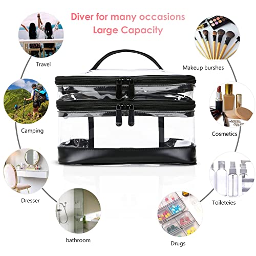 KIPBELIF Clear Makeup Bag Organizers - Multifunction Large Waterproof Portable Travel Makeup Cosmetic Bags