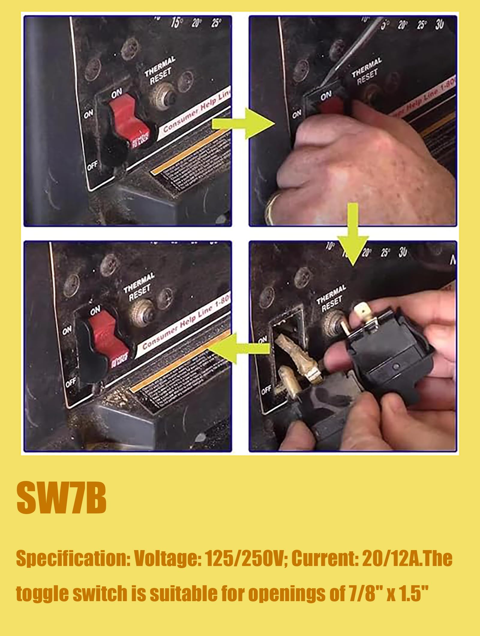 SW7B On-Off Toggle Switch 2 Prong ,Replacment for Delta,Aftermarket Replacment for Ryobi 46023 Delta/Porter Cable 489105-00 438010170141, for Table Saws Drill Press Power Tools Planer Band Saw