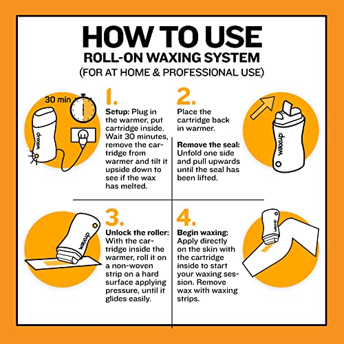 waxup Honey Roll On Wax, Hair Removal Wax Cartridge, Depilatory Wax Roller Refill for legs and arms 3.88 Ounce (4 Pack)