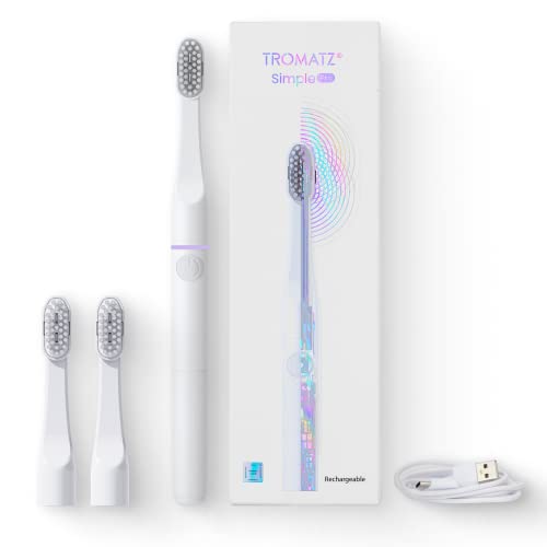 Tromatz Simple Pro Rechargeable Electric Toothbrush, Gentle & Deep Cleaning with New Microcurrent Wave Technology, Replaceable Brush Heads & Type-C Cable | for Sensitive Teeth & Gums (Purple)
