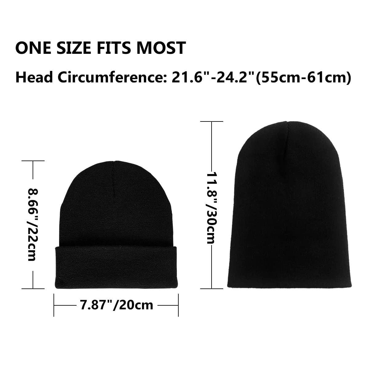 LCZTN 4 Pack Winter Ski Beanie Hat for Men&Women,Warm Fisherman Cuffed Knit Cap Unisex (4 Pack Black)