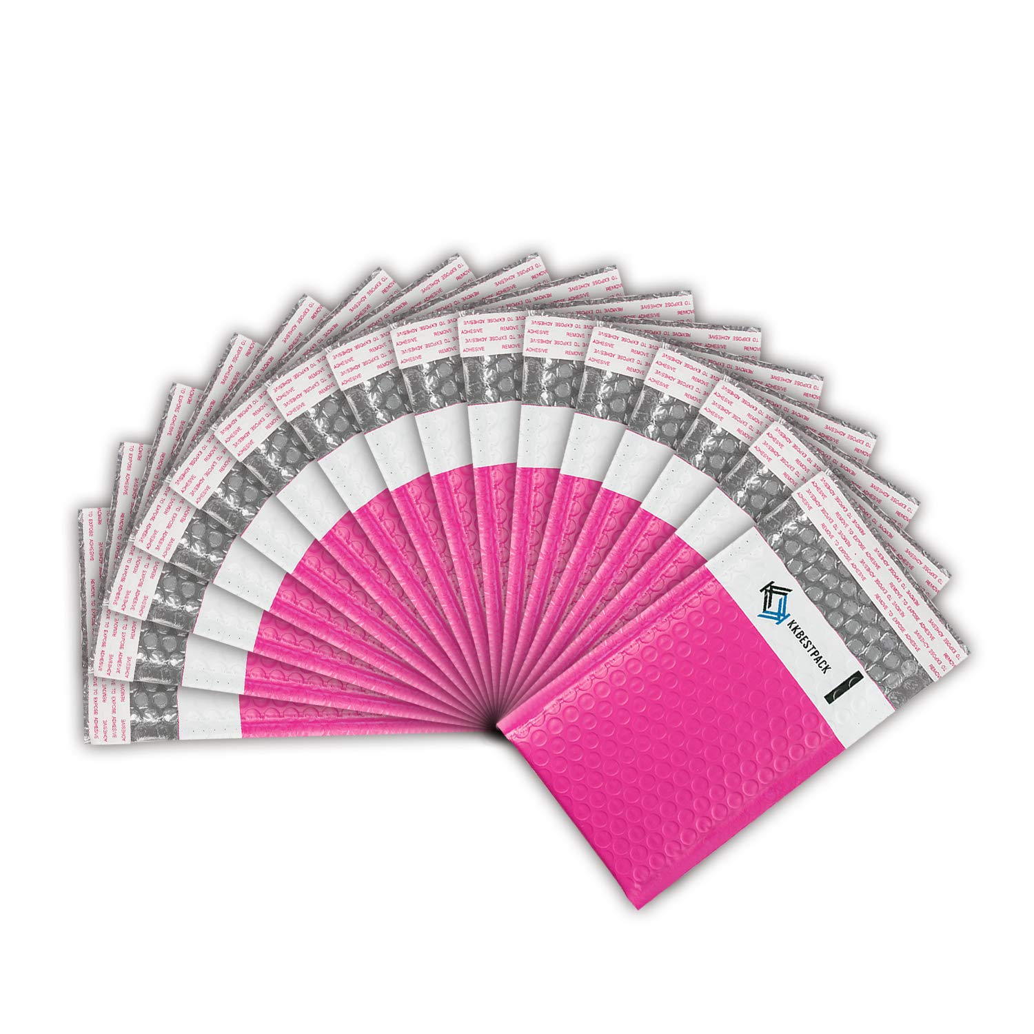KKBESTPACK Poly Bubble Mailers 4x7 Inch Self Seal Padded Envelopes #000 Pink, Pack of 50 (ZZ47BP)