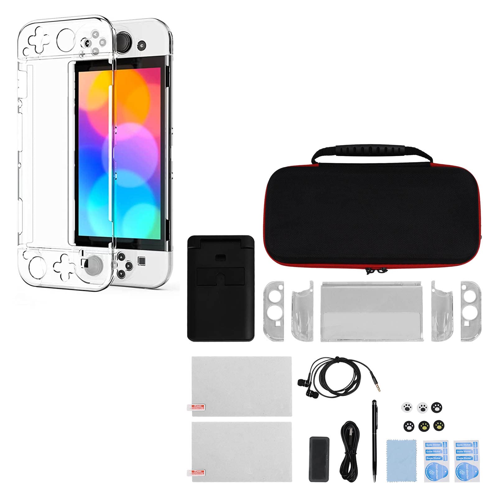 PENO Carrying Case Accessory Kit, High Definition Game Console Accessory Set with Full Touch Protection Game Console Accessory Set
