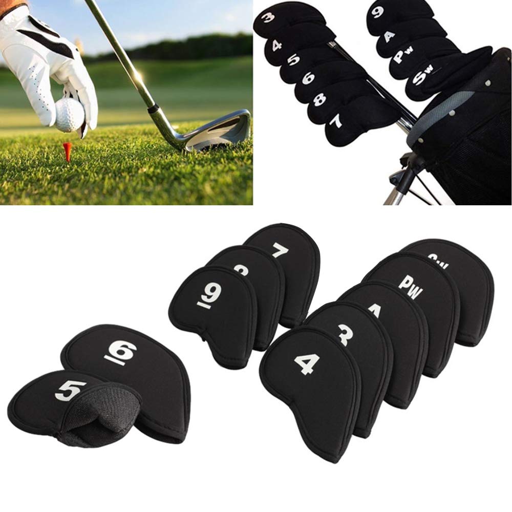 LARATH 10 Pcs Golf Club Iron Head Covers Sports Neoprene Covers Elastic Standard Protection Sleeves with Number Marks