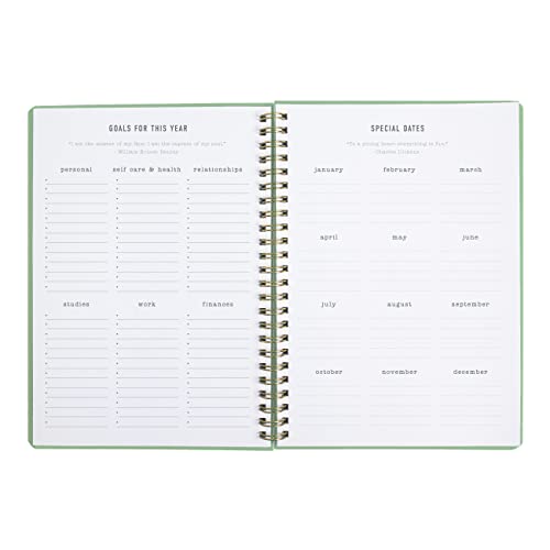 Letts Celebrate Weekly/Monthly Planner, 12 Months, January to December, 2024, Gold Twin-Wire Binding, A5 Size, 8.25" x 5.875", Multilingual, Mint (C082187-24)