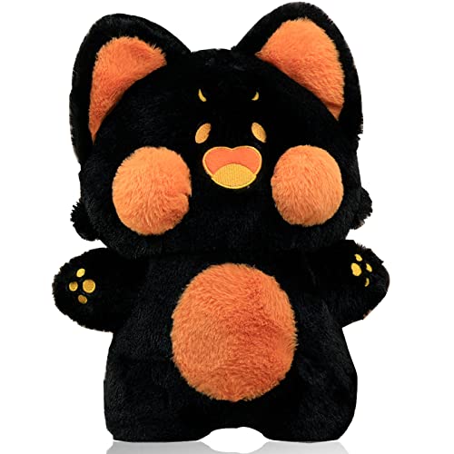 PERUKOYO Cat Plush Toy Cat Stuffed Animals Pillow Kawaii Soft Doll Black Cat Plushie for Boys Girls