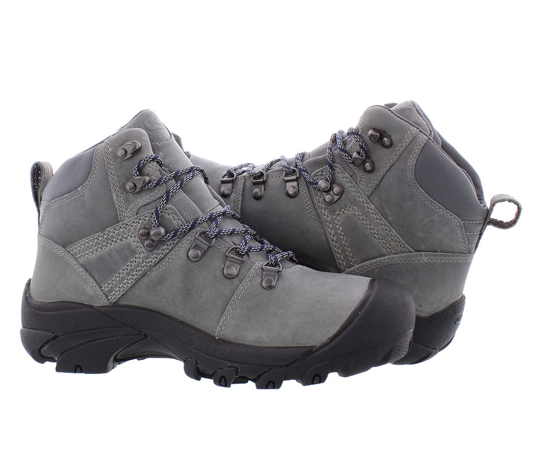KEEN Men's Pyrenees Mid Height Waterproof Hiking Boots, Drizzle/Black Iris, 7.5