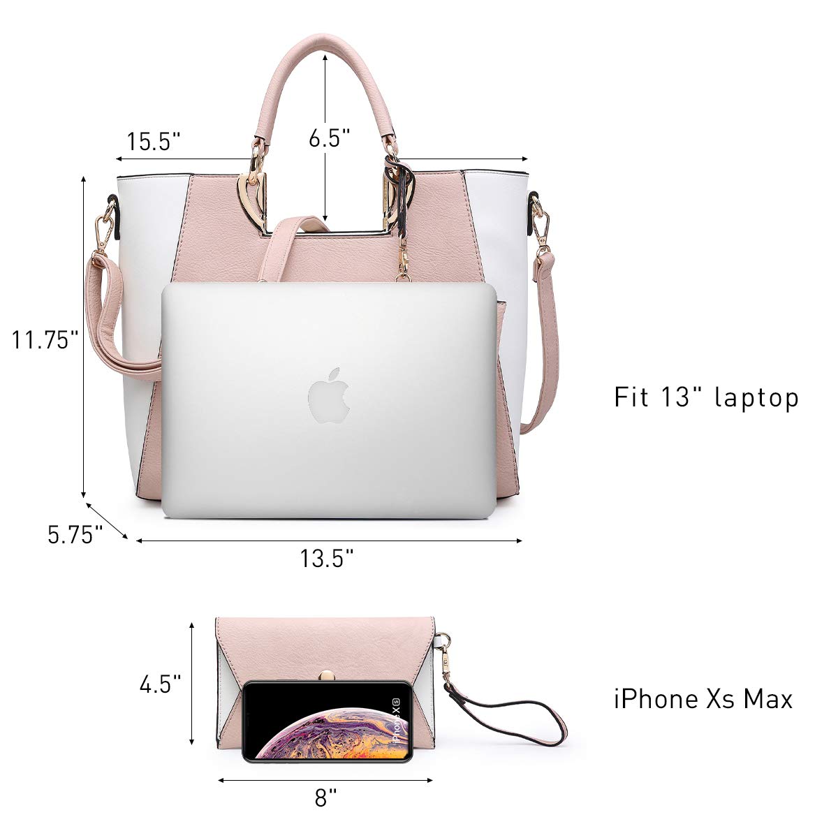 MARCO M KELLY Handbags and Purses for Women PU Leather Satchel Shoulder Bags Ladies Top Handle Work Tote with Wallet