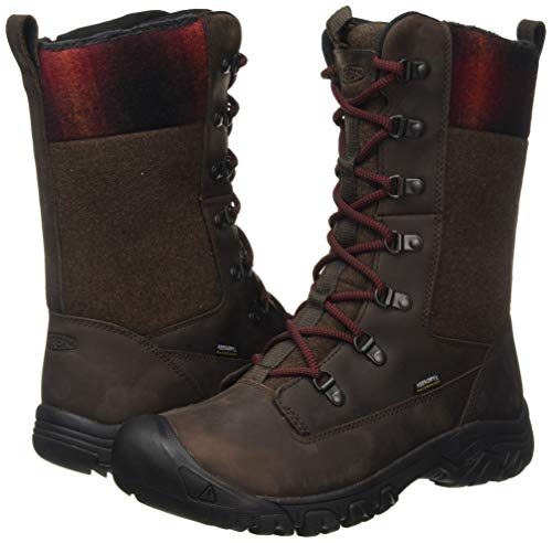 KEEN Women's Greta Tall Waterproof Snow Boot, Chestnut/Mulch, 10 D (Medium) US