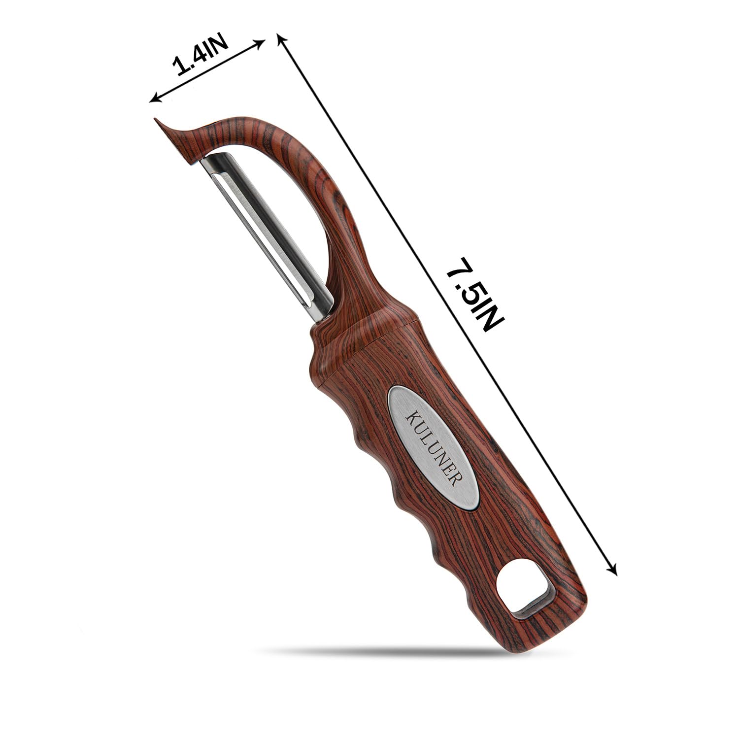 KULUNER Kitchen potato vegetable peeler with stainless steel rotating blade, suitable for fruits and vegetables (Redwood grain)