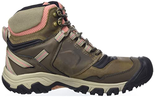 KEEN Women's-Ridge Flex Mid Height Waterproof Hiking Boots, Timberwolf/Brick Dust, 9