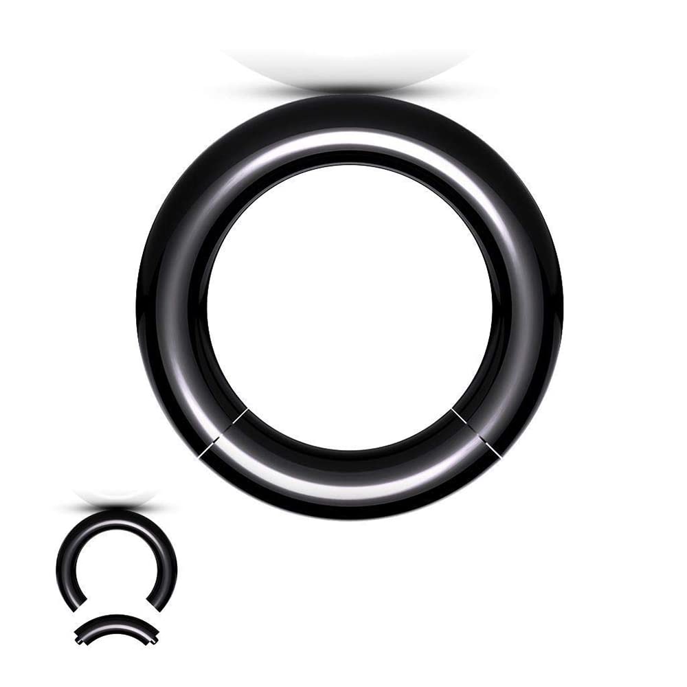 Luxe Modz BodyJewelryOnline PAIR of Black Acrylic Segment Rings, Captive Bead, 8 Gauge (1/2โ 16mm) Thickness, Hypoallergenic, Nickel-Free, Stylish, Super LightWeight