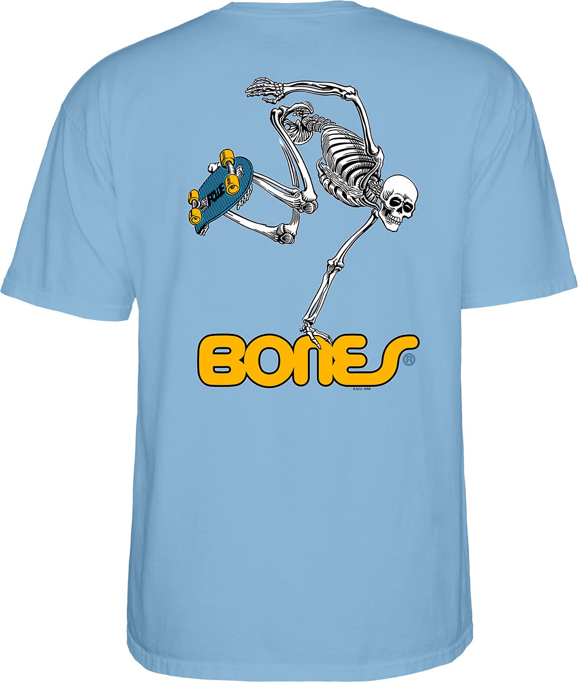 Powell Peralta Skateboard Skeleton T-Shirt, Teal Ice, Small