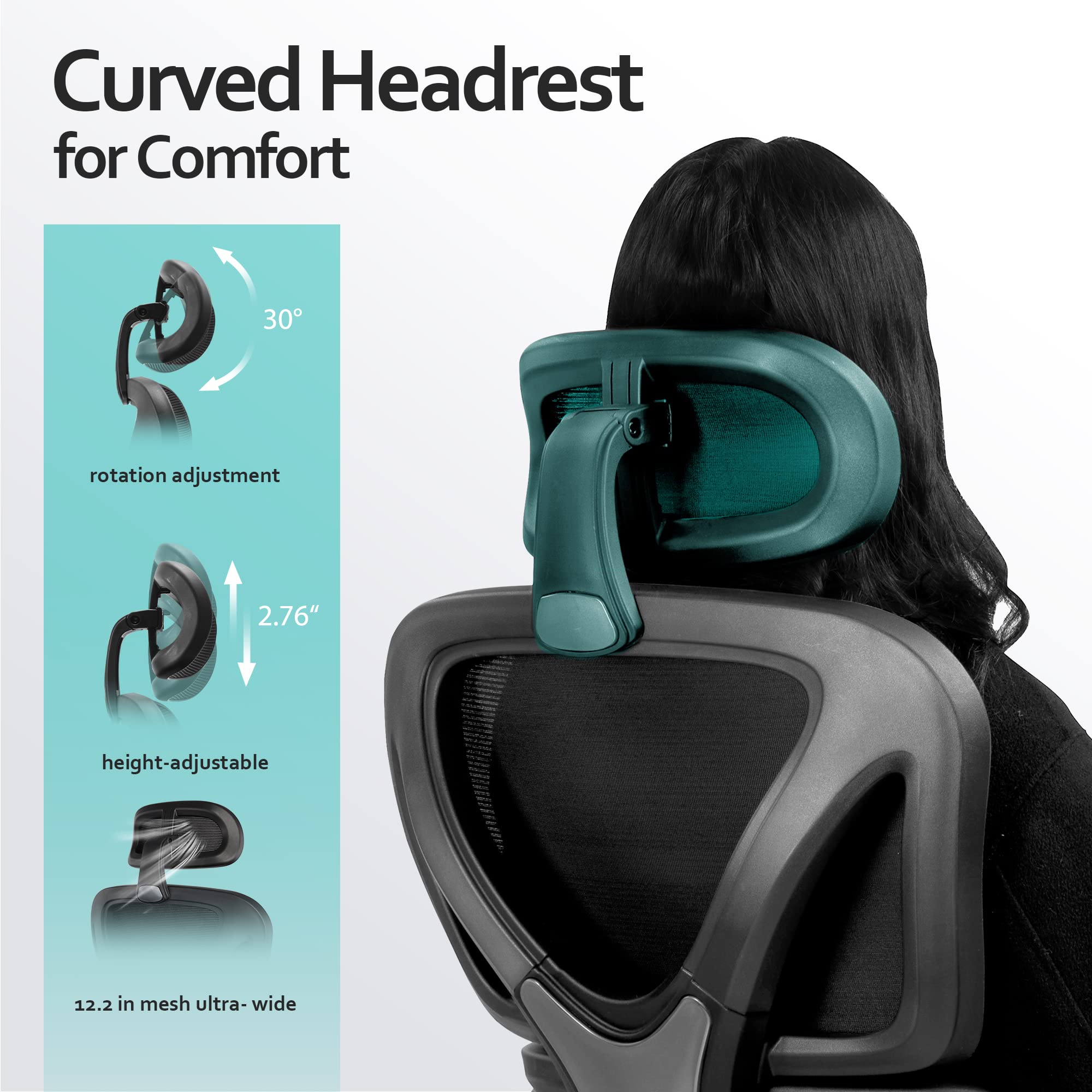 KERDOM Ergonomic Office Chair, Home Desk Chair, Comfy Breathable Mesh Task High Back Thick Cushion Computer Chair with Headrest and 3D Armrests, Adjustable Height Home Gaming Chair (S-Grey)