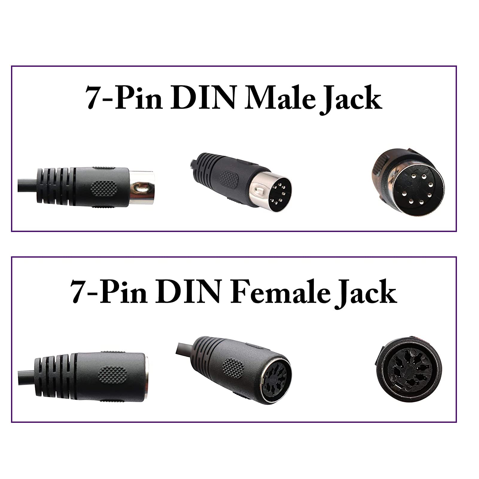LOKEKE 7 Pin DIN MIDI Splitter Cable, 7 Pin DIN DIMI Male to 2 Din 7 Pin Female Y Cable Cord Wire Audio Socket for Bang Olufsen Naim(7Pin to 7Pin)