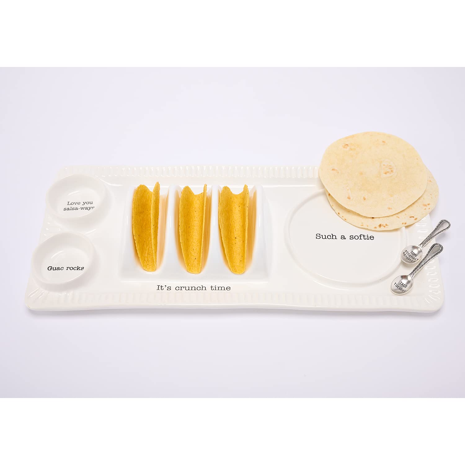 Mud Pie Circa Taco Party Plate Set, White, 9" x 20"