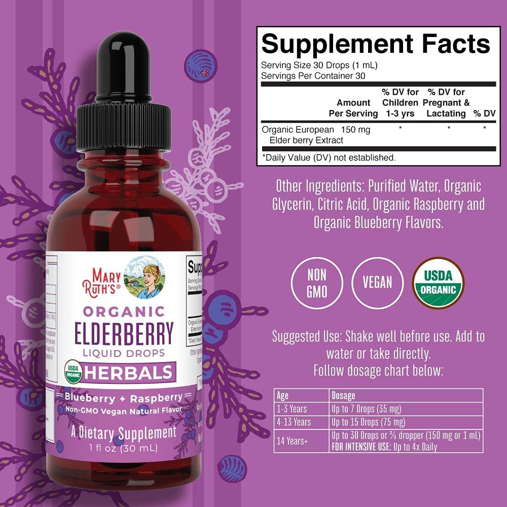 MaryRuth Organics Elderberry Syrup & Vitamin C Liposomal Bundle Black Sambucus Liquid for Kids & Adults | Megadose Vitamin C Liposomal (500mg) | Immune Support, Overall Heath | Non-GMO, Vegan