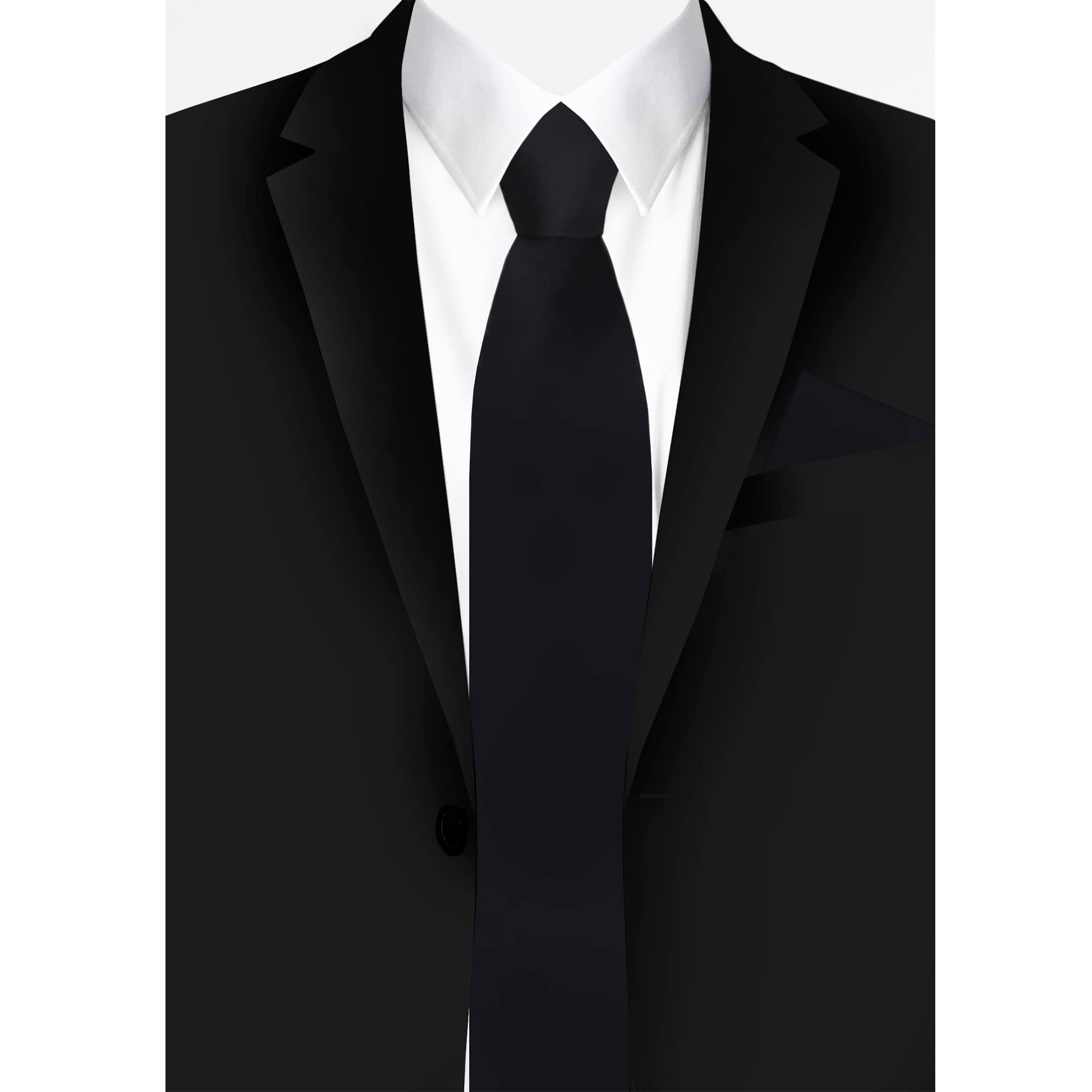 Jacob Alexander Men's Pretied Solid Color Zipper Tie - Black