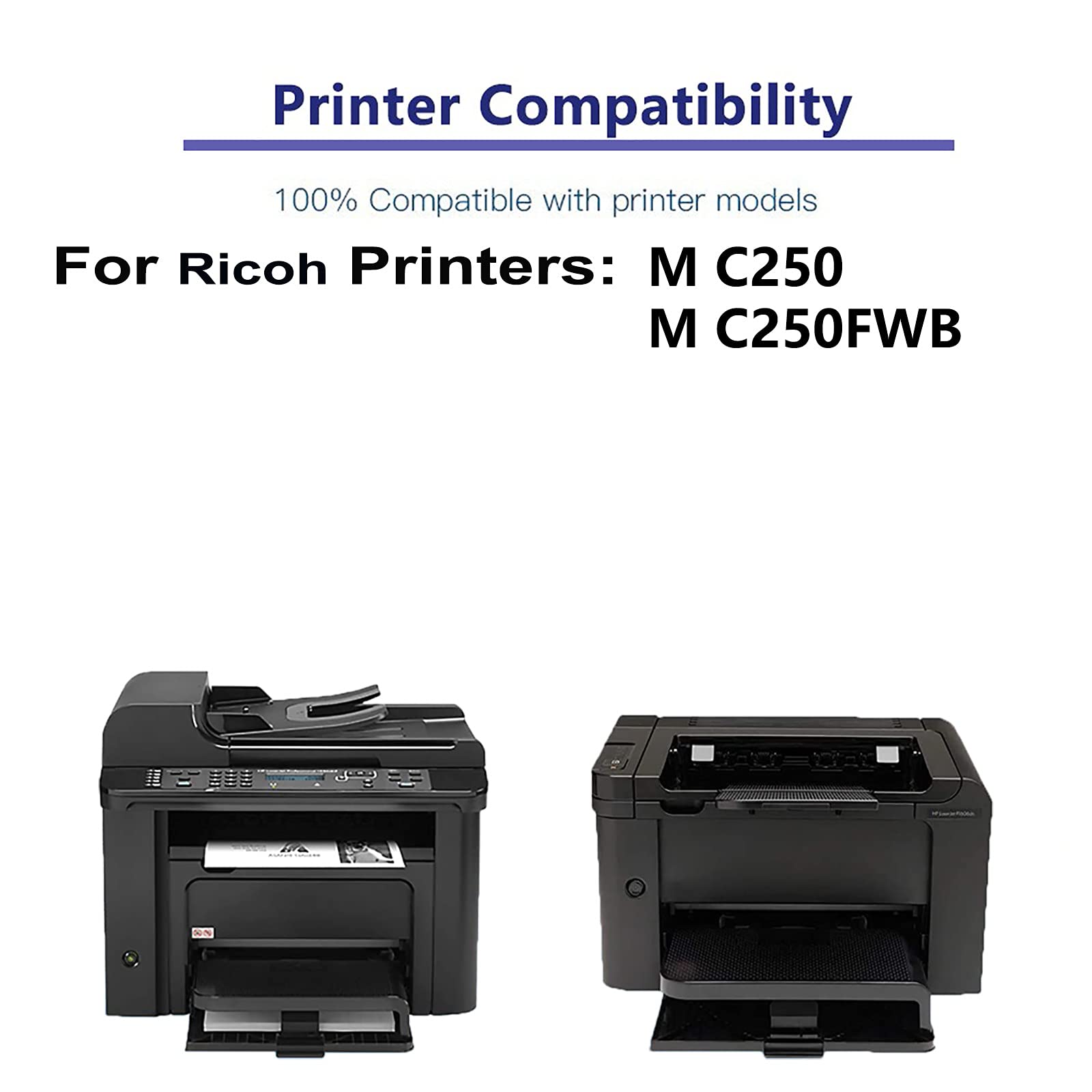 Jullu 6-Pack (2C+2Y+2M) Compatible High Capacity 408349+ 408351+ 408350 Toner Cartridge Used for Ricoh M C250FWB, M C250 Printer