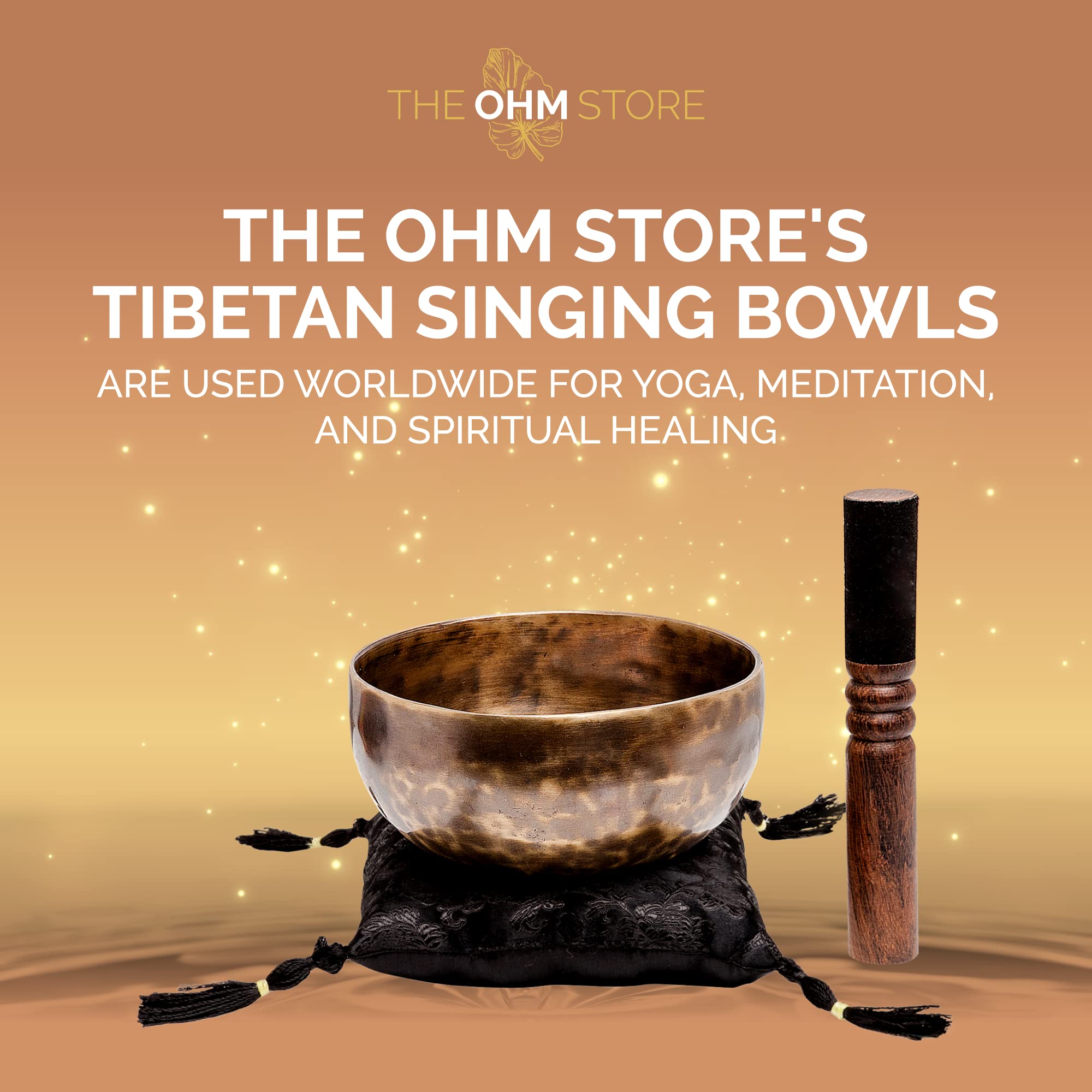 Large Tibetan Singing Bowl Set by Ohm Store β Deep Tone, Pure Bronze Meditation Sound Bath Instrument Handcrafted in Nepal β Tiger Sound Bowl 6 Inch
