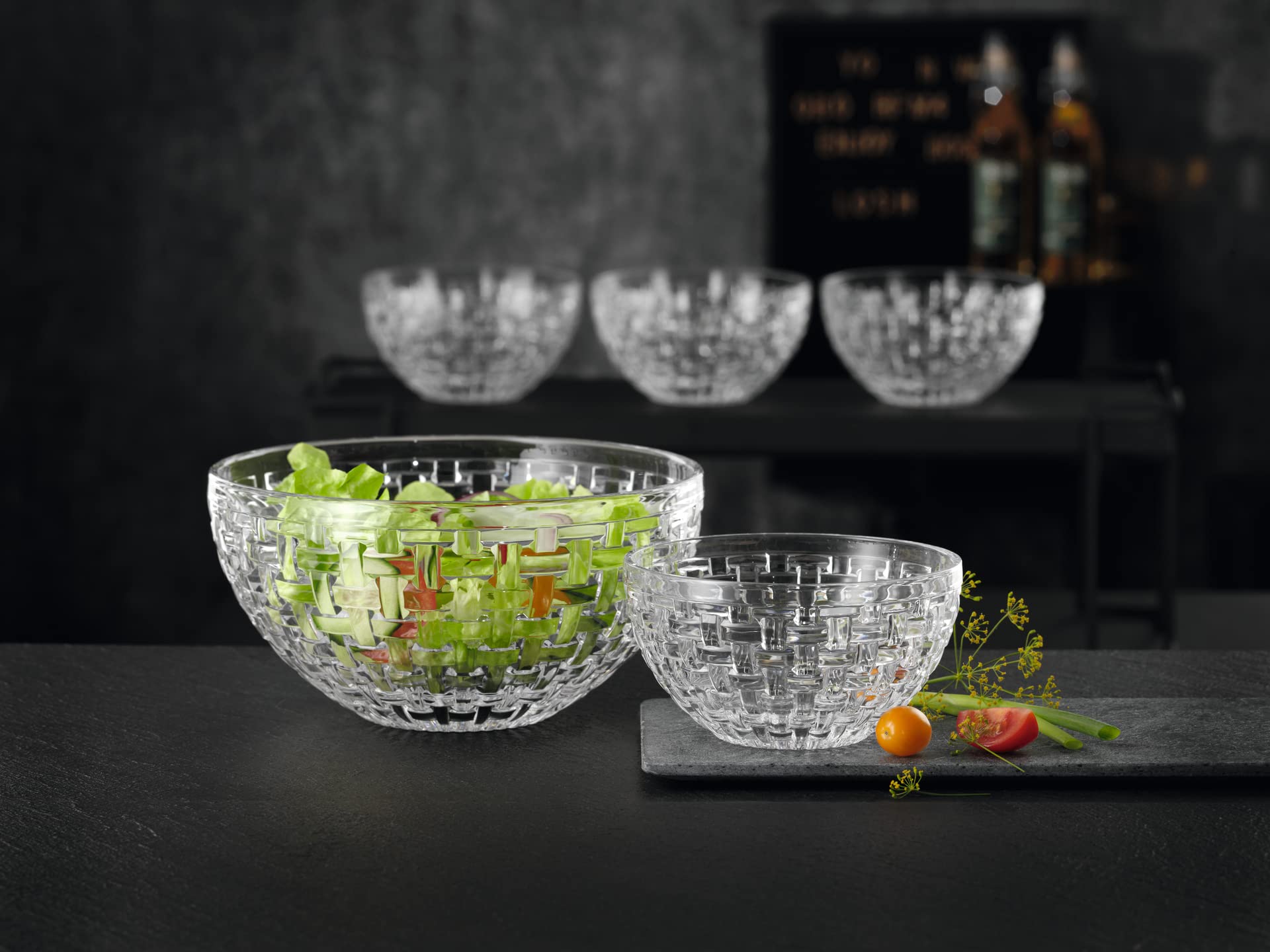 Nachtmann Bossa Nova Round Crystal Dip Bowls, Set of 4, Serving Dish for Sauce, Salsa, Ice Cream, and Dips, Giftable, 3.5 Ounce, Clear, Dishwasher Safe