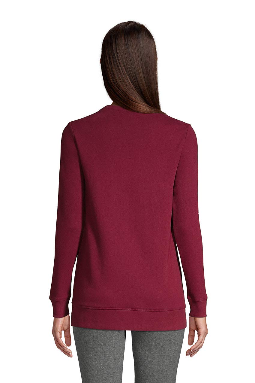 Lands' End Womens Long Sleeve Sweatshirt Tunic Rich Burgundy Regular Medium