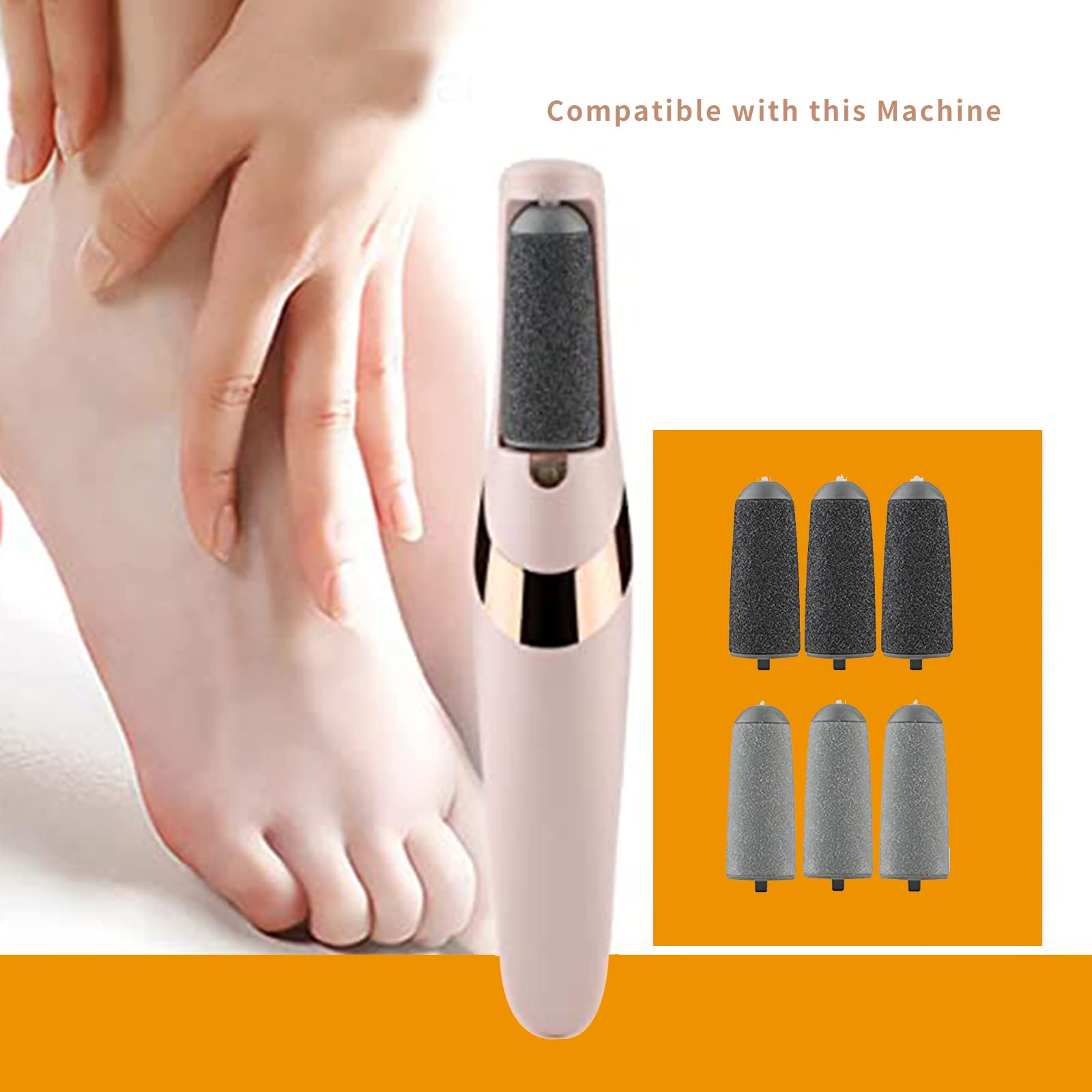 Pedicures Replacement Heads, Flawless Pedicures Electric Tool Electric Foot Grinder Replacement Head-3 Black&3 Gray